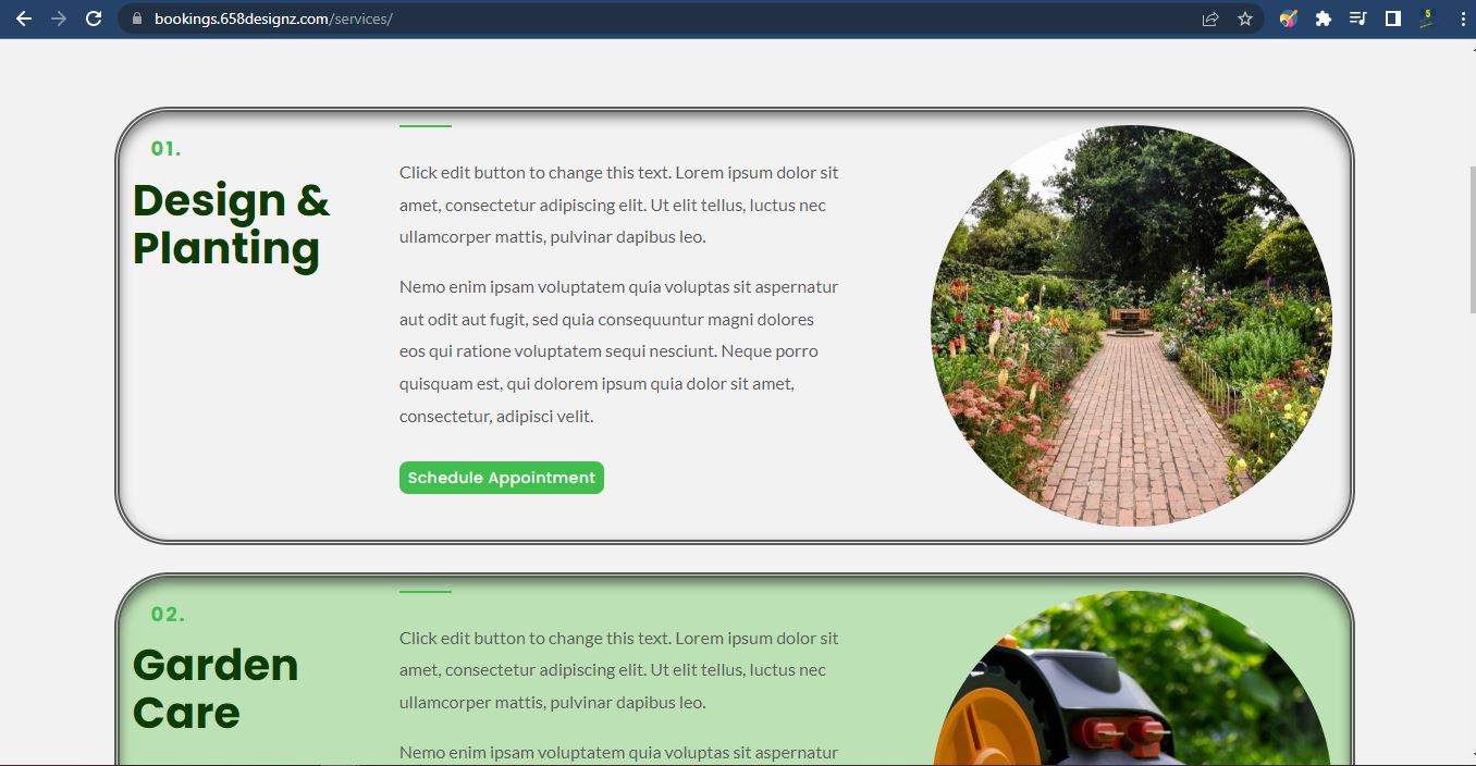Sample Landscaping website - 658 Designz